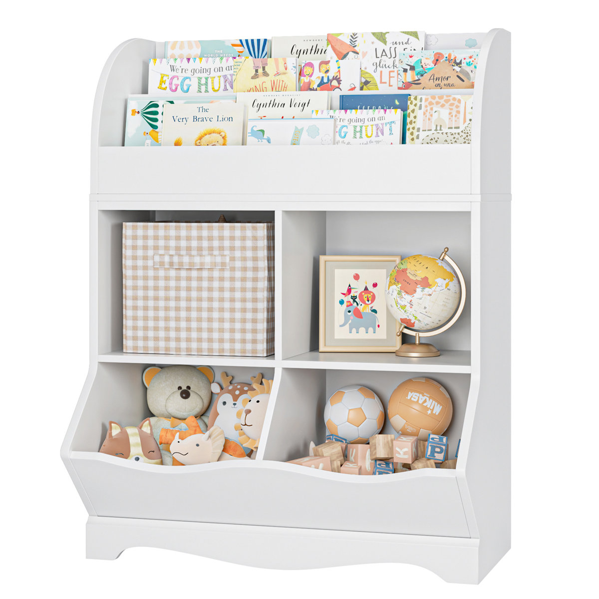 Viv + Rae™ Kupang 35.1"H Wood Storage Cube Bookcase with Display Shelf, White & Reviews | Wayfair